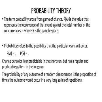 BASIC PROBABILITY THEORY Presentation By medical students | PPTX