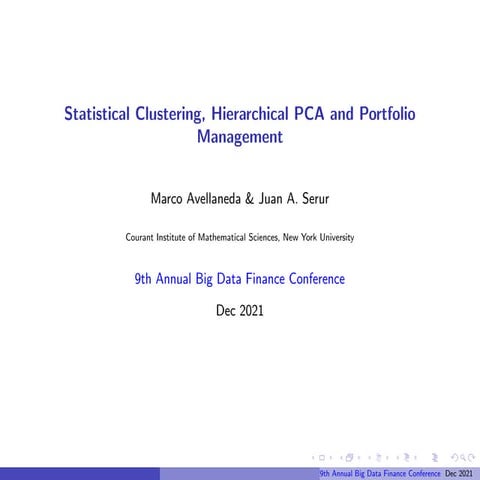 Statistical Clustering and Portfolio Management | PPT