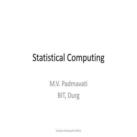 Statistical computing2 | PPTX