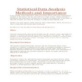 Statistical data analysis methods and importance