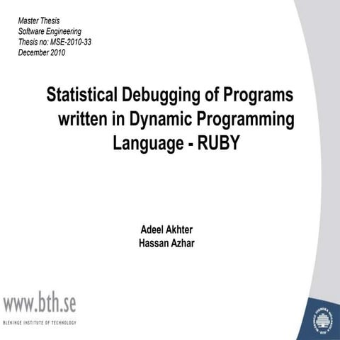 Statistical Debuging For Programs Written In Dynamic Programming 8991
