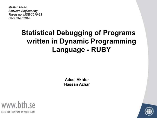 Statistical Debuging For Programs Written In Dynamic Programming 8991