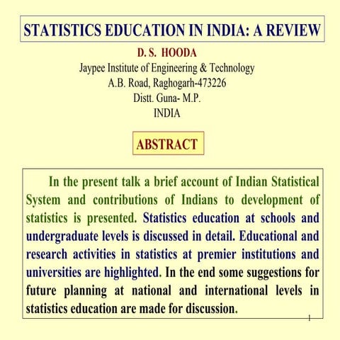 Statistical education | PPT