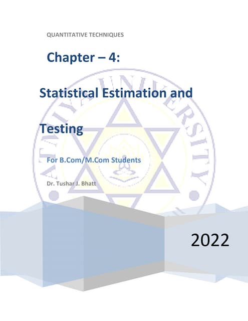 Statistical Estimation And Testing Lecture Notespdf