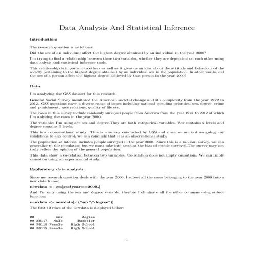 Data Analysis and Statistical inference | PDF