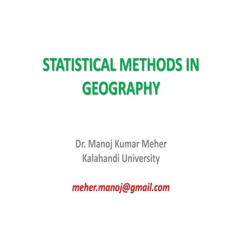 STATISTICAL METHODS IN GEOGRAPHY | PPTX