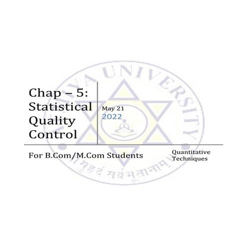 Statistical Quality Control Lecture Notespdf