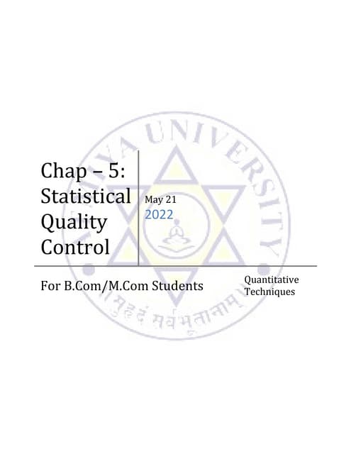 Statistical Quality Control Lecture Notespdf