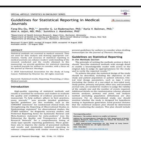 Statistical reporting in medical journals | PDF
