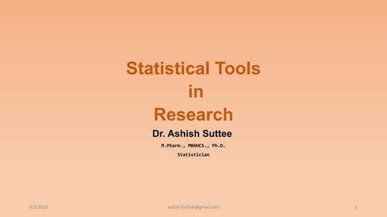 STATISTICAL TOOLS IN RESEARCH | PPT