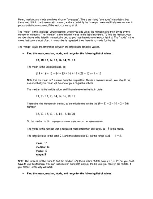 Mean, median, and mode | PPT