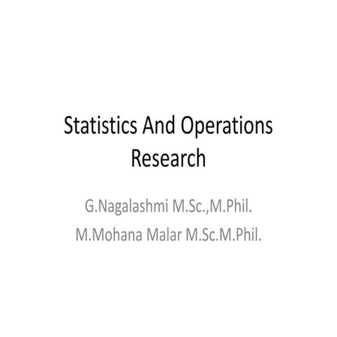 Statistics and operations research ppt | PPT
