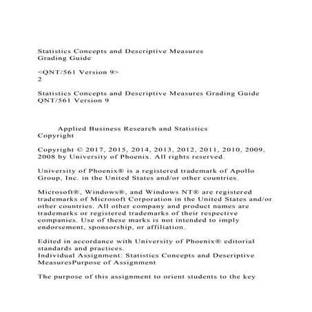 Statistics Concepts And Descriptive Measures Grading Guidedocx