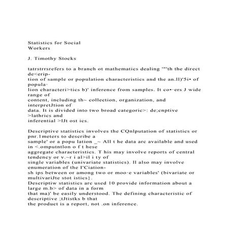 Statistics for Social Workers J. Timothy Stocks tatr.docx