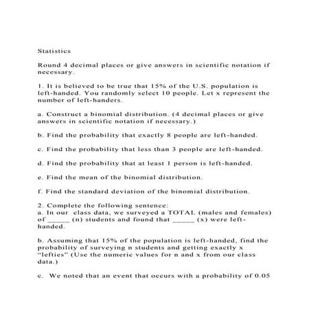 Statistics Round 4 decimal places or give answers in scient.docx