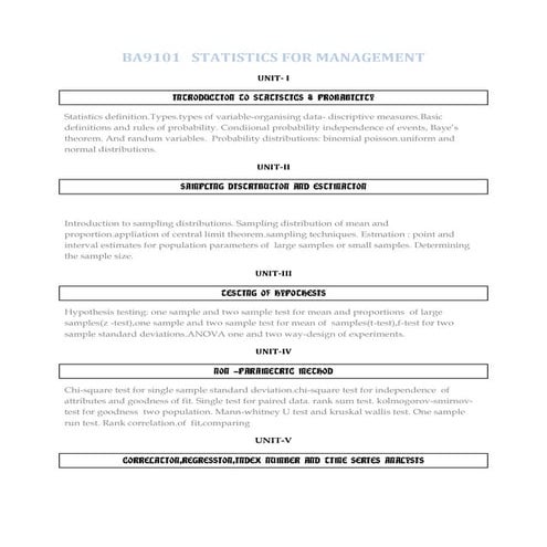 Statistics Syllabus Docx