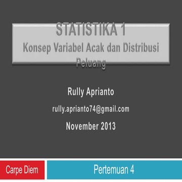 Statistika Konsep Variabel Acak & Distribusi Peluang | PPTX