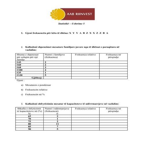 Statistike, ushtrime 5 | DOC