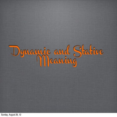 Stative and Dynamic Verbs | PDF