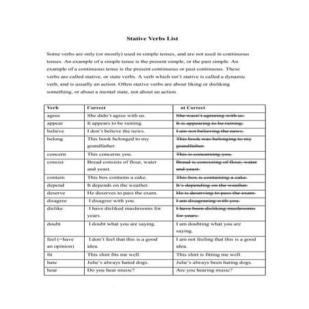 Stative verbs-list | PDF