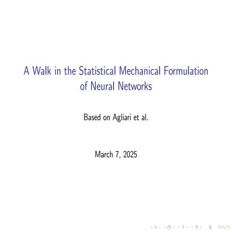 Overview of basic statistical mechanics of NNs | PDF