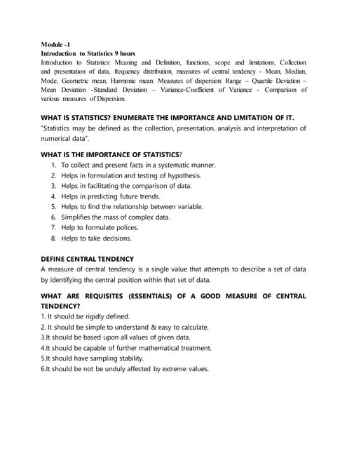 Introduction to Statistics and Probability | PPTX