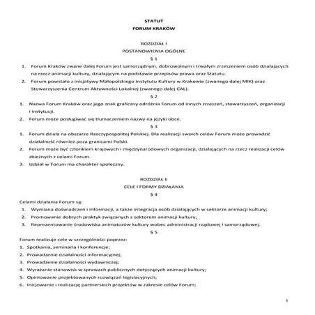 Statut Forum Kraków | DOC
