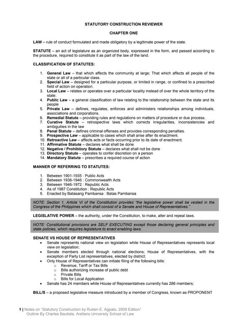 Statutory construction | DOCX | Law
