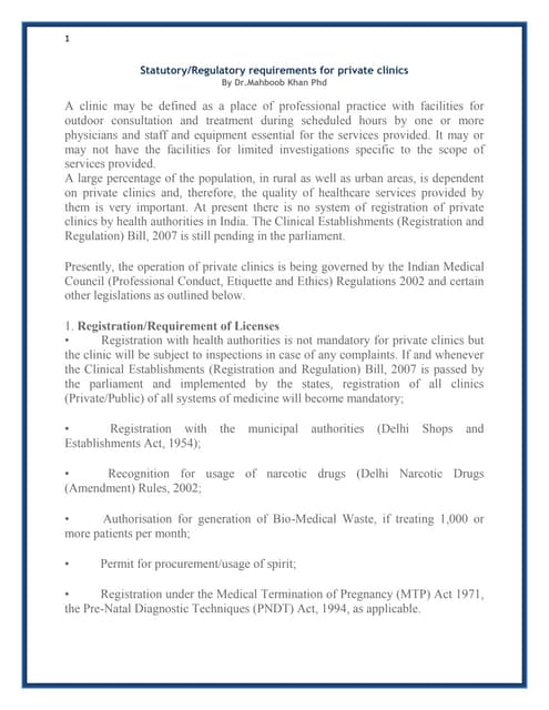 Clinical establishment act | PPTX