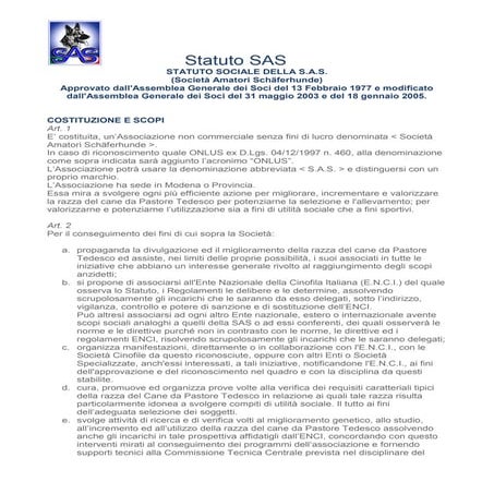 Statuto sociale della sas | PDF