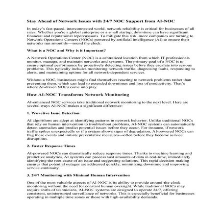 Boosting Network Security with AI-NOC Intelligent Monitoring Solutions | DOCX