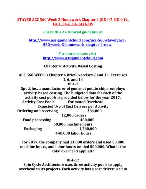 Stayer acc 560 week 7 homework chapter 11 | PDF