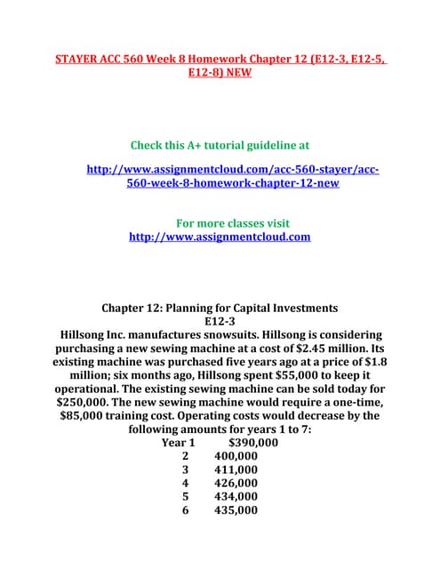 Stayer acc 560 week 7 homework chapter 11 | PDF