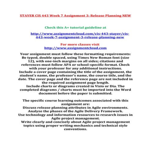 Stayer Cis 443 Week 7 Assignment 3 Pdf 