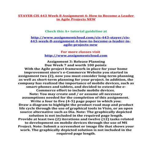 Stayer cis 443 week 8 assignment 4 | PDF