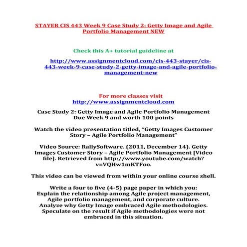 Stayer cis 443 week 9 case study 2 | DOC | Business | Business and Finance