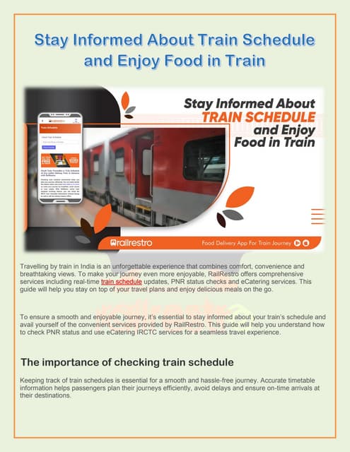 Railrestro: order food in train