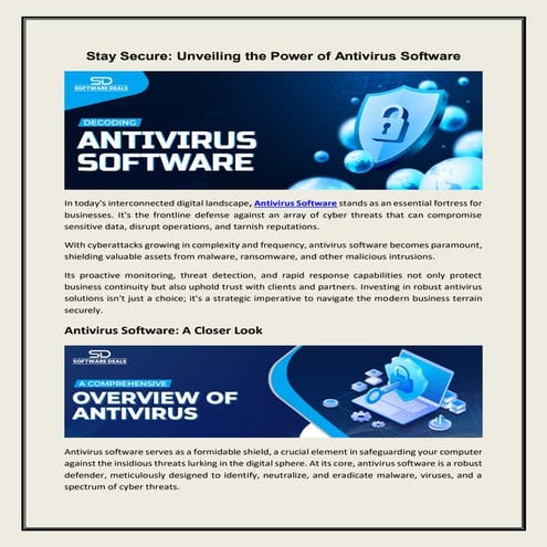 Stay Secure: Unveiling the Power of Antivirus Software | PDF