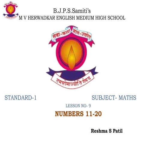std-1,SUB - Maths,lesson no-9,numbers11-20,6sep21.pptx