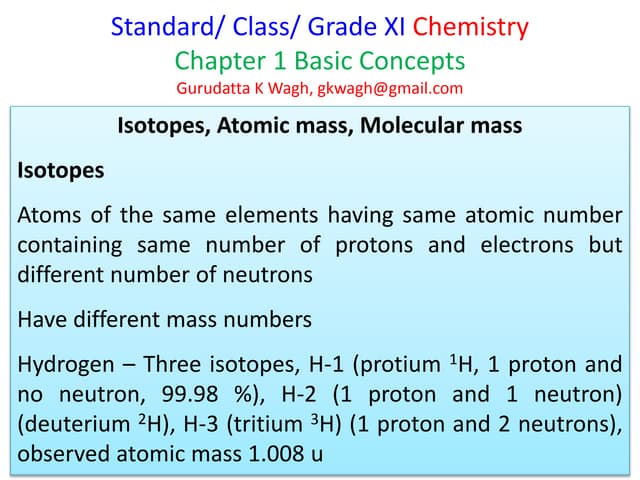 Relative atomic mass, average atomic mass, | PPTX | Chemistry | Science