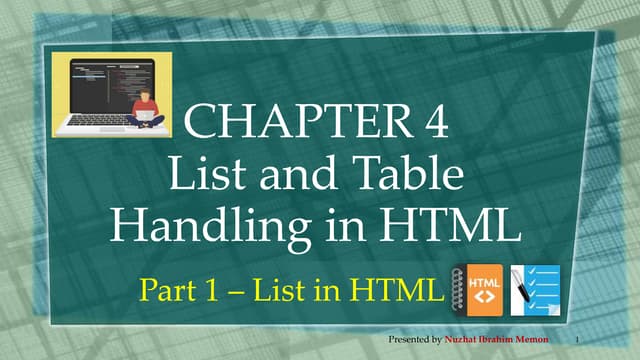 Std 10 Computer Chapter 4 List And Table Handling In Htmlpart 1 List In Html Ppt