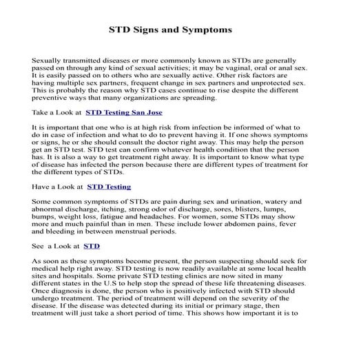 STD Signs and Symptoms