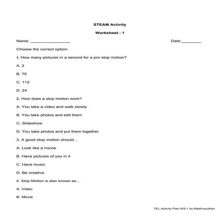 Steam activity-worksheet-1 | PDF