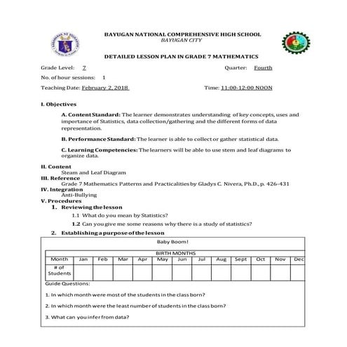Steam and leaf diagram | DOCX