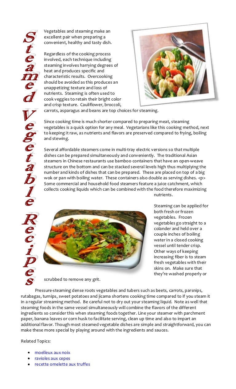 Steamed Vegetable Recipes