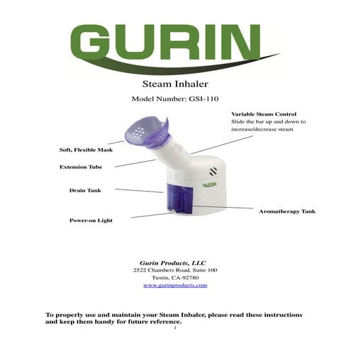 Gurin Steam Inhaler | PDF | First Aid | Injuries