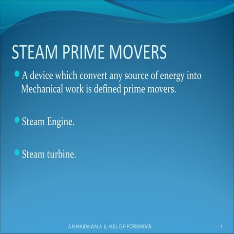 Steam prime movers | PPT