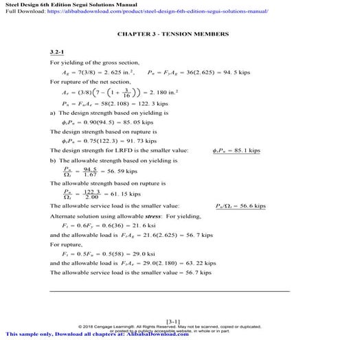 Steel Design 6th Edition Segui Solutions Manual | PDF
