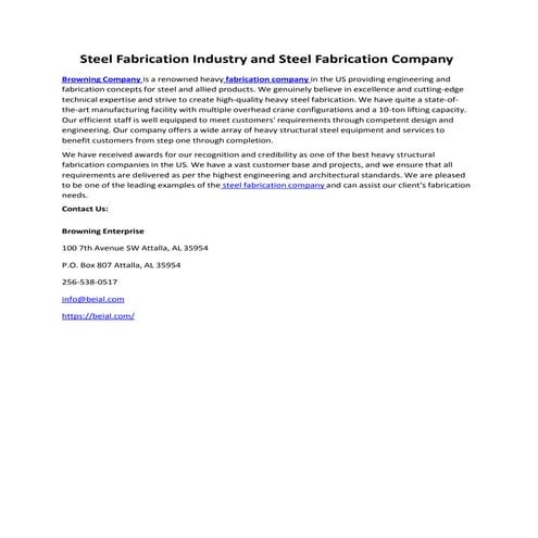 Steel Fabrication Industry and Steel Fabrication Company | PPT ...