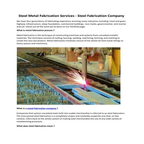 Steel Metal Fabrication Services - Steel Fabrication Company | PPT